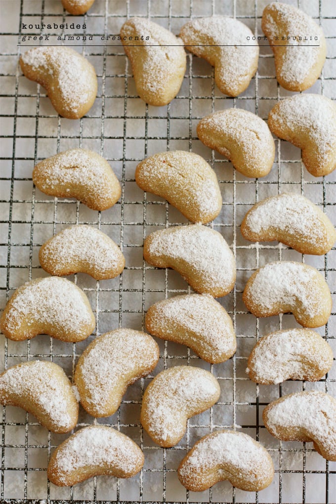 Kourabiedes - Greek Almond Crescent Cookies - Cook Republic