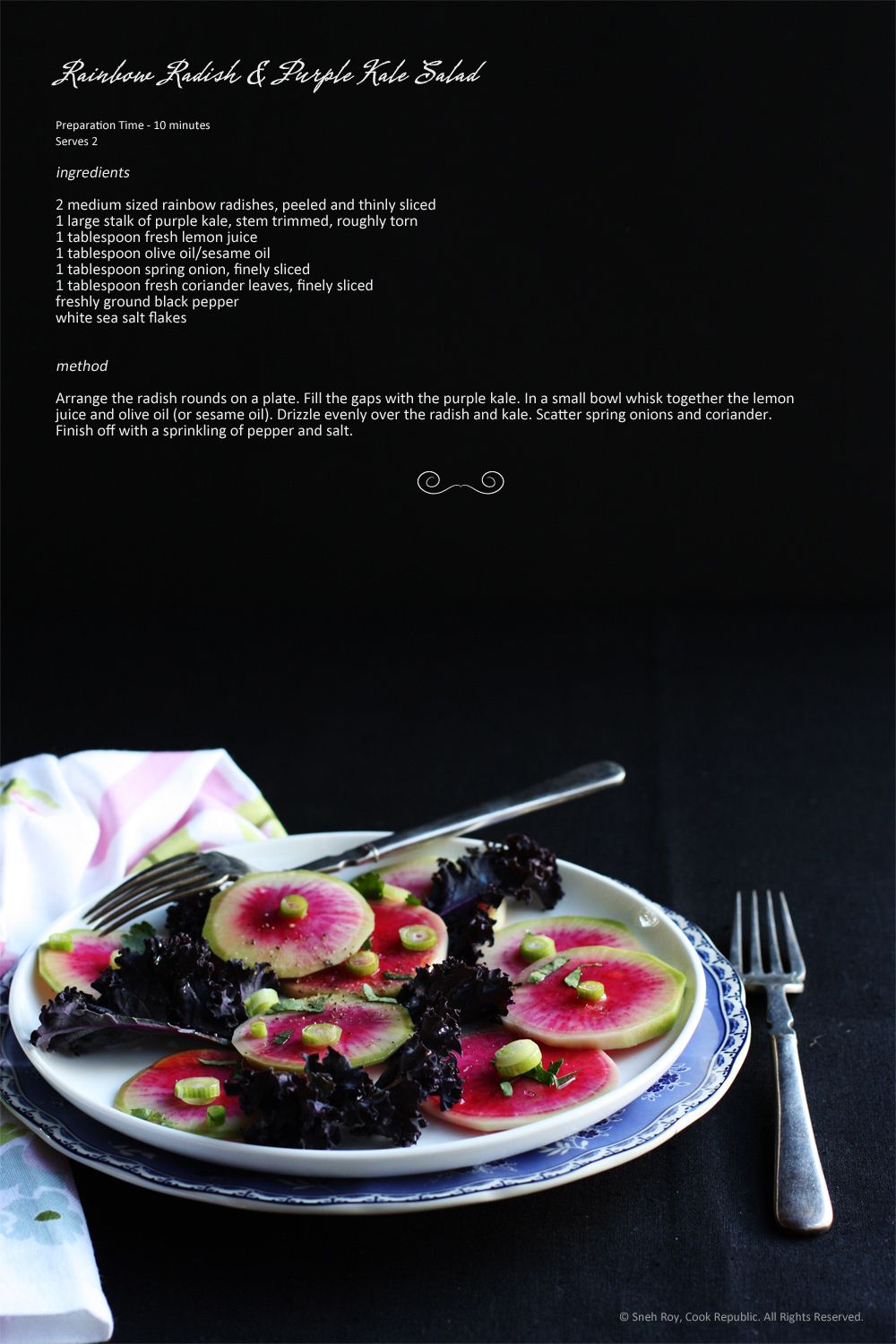 Rainbow Radish And Purple Kale Salad - Cook Republic