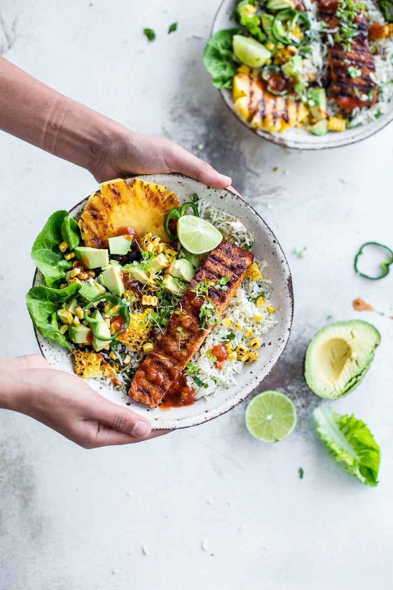 Fresh Crispy Salmon Burrito Bowls - Cook Republic
