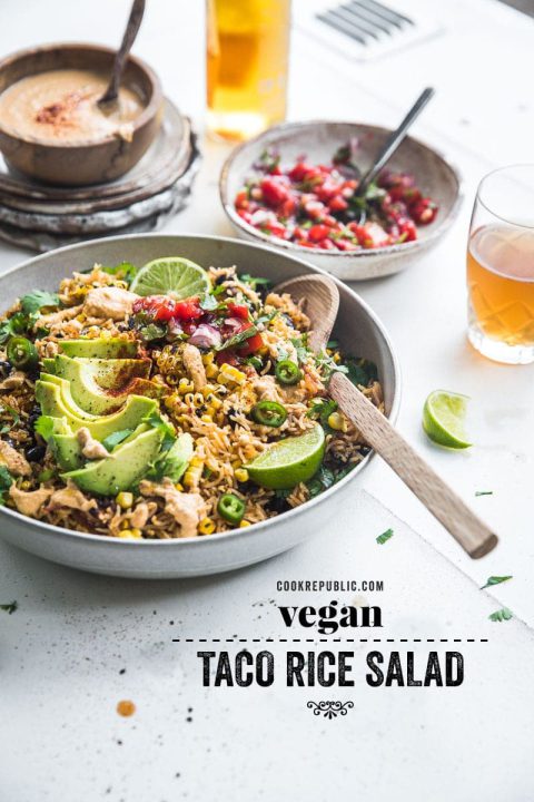 Warm Vegan Taco Rice Salad - Cook Republic